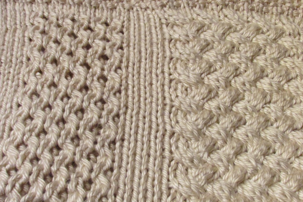 Honeycomb and basket weave cable knit baby blanket | Etch Stitch and Burn
